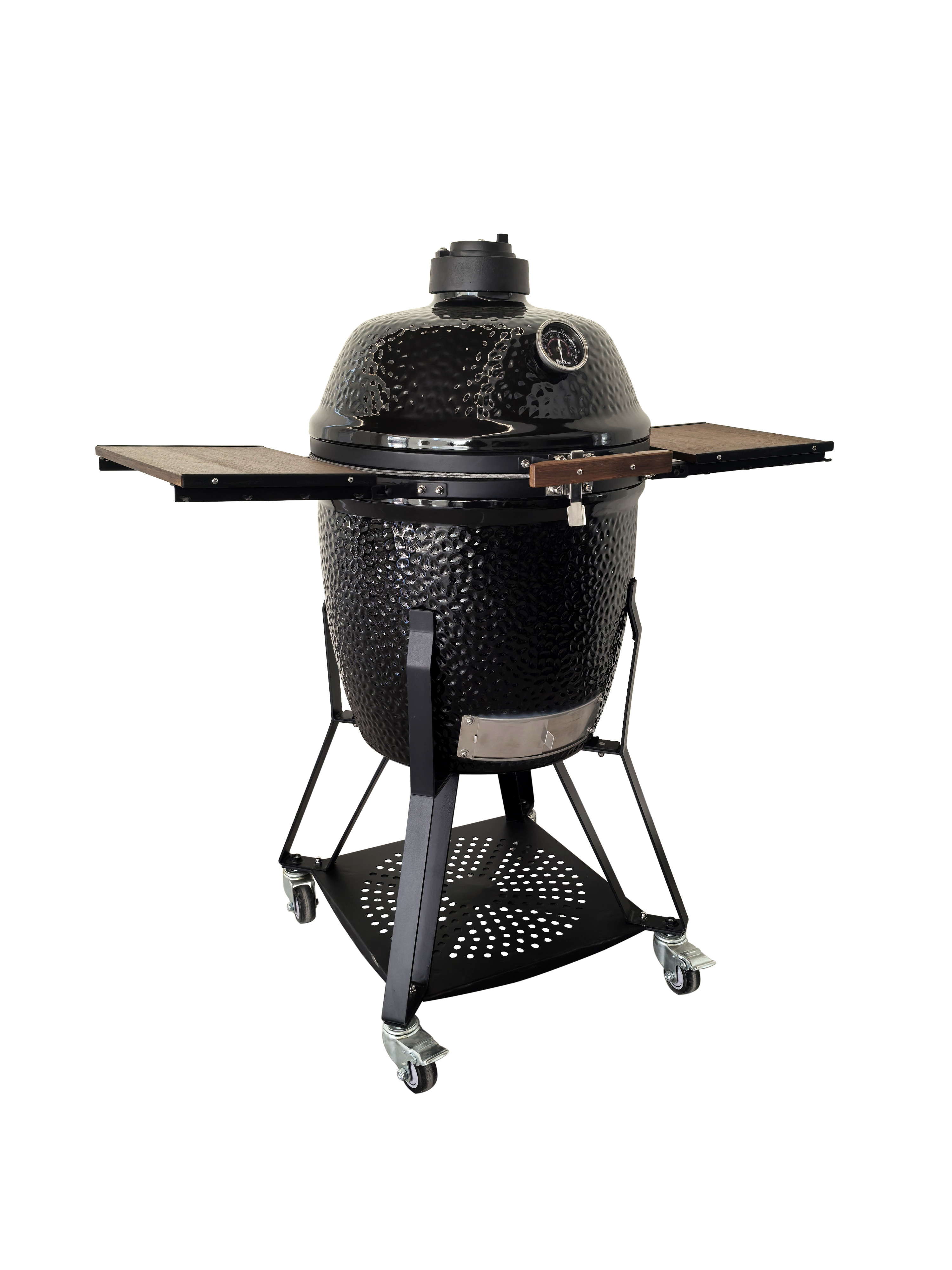 Glossy Black 22 Inch Kamado Grill Versatile Cooking Kamado Portable Grill